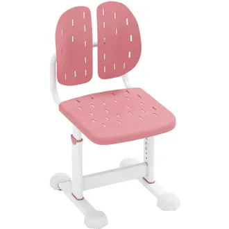 Costway Chaise de Bureau pour Enfant 3 Ans+ R&eacute;glable en Hauteur avec Double Dossier et Assise Respirante, Structure en M&eacute;tal, Charge 100KG, Rose