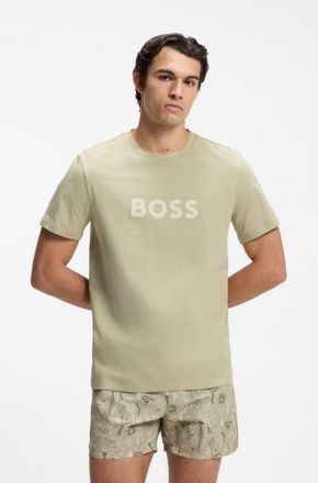 HUGO BOSS Strandshirt BOSS T-Shirt RN, Herren, Gr. XXL, beige (schwarz beige 254), Jersey, Obermaterial: 100% Baumwolle, regular fit h&uuml;ftbedeckend, Rundhals, Sh