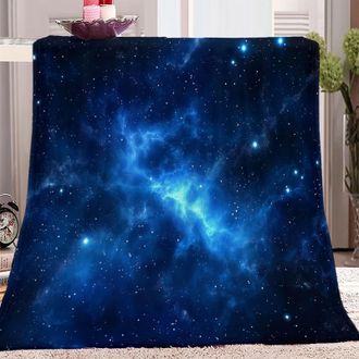 Generic Fleecedecke Blaue Galaxie Nebel Blau Kuscheldecke Überwurf Decke Weiche Sofadecke Bettdecke, Flauschig Weicher Überwurf Couchdecke für Reisen und Camp