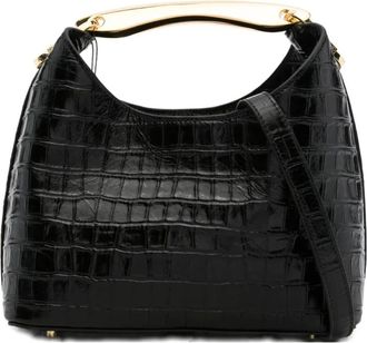Elleme Elleme, Femme, Sacs, Noir, Taille: ONE Size Small Boomeran Croco Leat