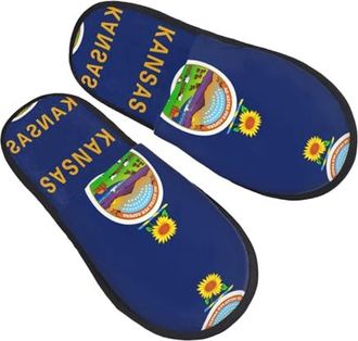 Generic Fourrure Pantoufles Drapeau De L&Eacute;tat Du Kansas Peluche Pantoufles En Feutre R&eacute;utilisables Chaussons Invit&eacute;s Pour Spa H&ocirc;tel Homme L