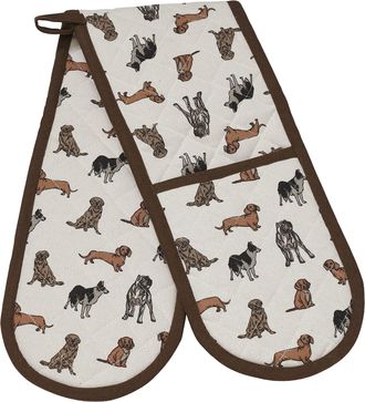 Penguin Home Doppelte Ofenhandschuhe | Ofenhandschuhe | Hitzebeständig | Recycelte Baumwolle | Umweltfreundlich | Nachhaltig | 400 g/m² Polywatte | Farbe: Grau, Br