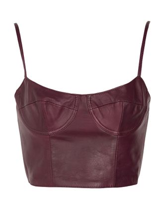 8 by YOOX LEATHER BODYCON CROP TOP