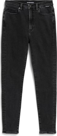 Armedangels Damen Skinny Jeans High Waist Bio-Baumwoll Mix X-Stretch INGAA Skinny Fit True Black Washed