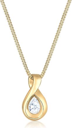 Elli PREMIUM Halskette Damen Infinity mit Zirkonia Steinen Unendlichkeit in 585 Gelbgold