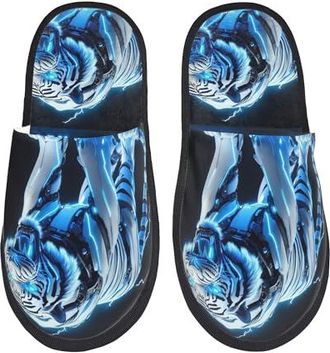 Generic Pantoufles De Maison Tigre Blanc &Agrave; La Lumi&egrave;re Bleue Portative Pantoufles De Voyage Unisexe Chaussons Pour Camping Int&eacute;rieur Invit&eacute; M