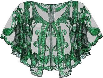 Generic Ch&acirc;les perl&eacute;s pour robes de soir&eacute;e, enveloppes &agrave; paillettes des ann&eacute;es 1920, Tippet pour f&ecirc;te/mariage/soir&eacute;e formelle/c&eacute;r&eacute;monie de r&eacute;compense, em&eacute;raud