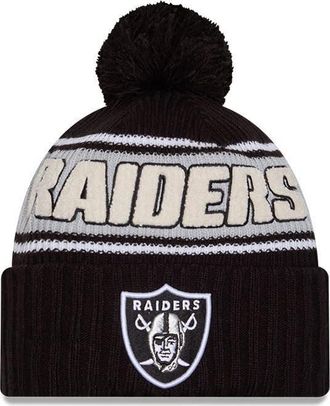 New Era Las Vegas Raiders NFL 2024 Sideline Sport Knit Schwarz Bommelmütze - One-Size