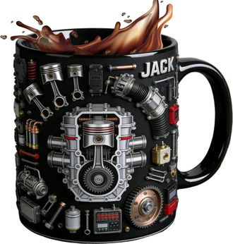 Generico Keramik-Kaffeetasse, mechanische Tasse - Keramik-Kaffeetasse mit rutschfestem Griff - f&uuml;r M&auml;nner, Autoliebhaber - Geschenk zum Geburtstag, Weihnachten