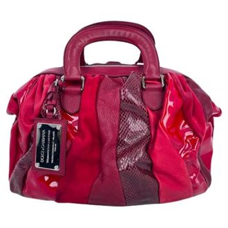 Dolce & Gabbana Pre-owned Handtasche mit Schlangenhaut-Akzenten und Henkel oben aus bordeauxrotem Leder - - Pre-owned - Damen - Rot - ONE SIZE