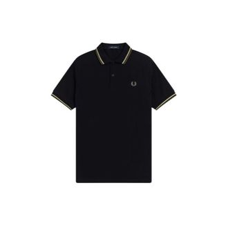 Fred Perry Double Stripe Polo Shirt M3600 - - Tops - Herren - Schwarzk - XL