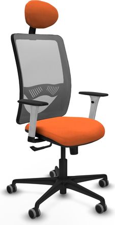 Piqueras y Crespo Stuhl mit Lendenwirbelst&uuml;tze Zulema mit wei&szlig;en und schwarzen Armlehnen und festem Kopfteil, ausgestattet mit Sincro 3 Positionen und Schneideschaum, G