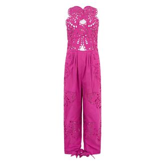Alberta Ferretti Jumpsuit mit Schleifen am unteren Saum - - Jumpsuits & Playsuits - Damen - Rosa - S