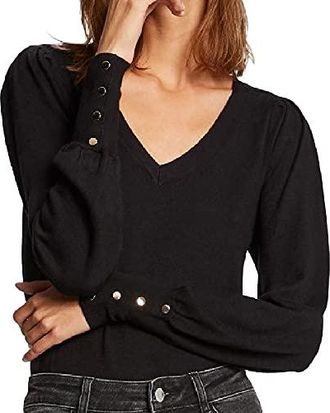 Morgan Femme Col Manches Fantaisies 212-moteur Pull-over, Noir, L EU
