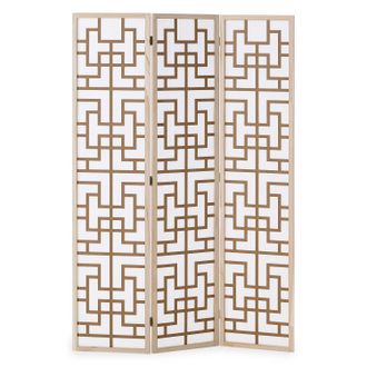 Homestyle4u Paravent 3-teilig Shoji 120x170 cm Indoor Holz Raumteiler Natur Sichtschutz Trennwand freistehend | Artikel 3036