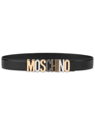 Moschino ceinture à plaque logo - Noir