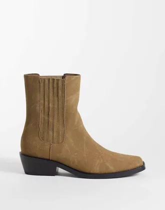 Asos bottines Chelsea &agrave; talon cubain et gousset dissimul&eacute; en marron clair
