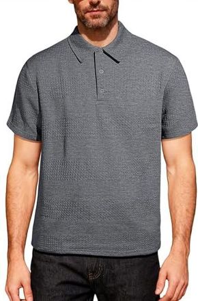 Generic Polo pour homme, manches courtes, col &agrave; revers boutonn&eacute;, tunique d&eacute;t&eacute; formelle, haut de golf, tendance, coupe ample, grande taille, chemise boutonn&eacute;e,