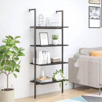 vidaXL Leiterregal mit 4 B&ouml;den Schwarz 64x35x152,5 cm - Vidaxl
