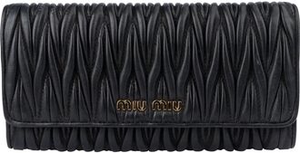 Miu Miu Portemonnaie - Miu Miu Quilted Leather Wallet - Gr. unisize - in Schwarz - f&uuml;r Damen