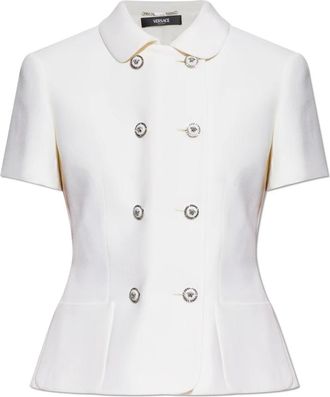 Versace Femme, Vestes, Blanc, Taille: 40 FR Veste cintr&eacute;e en cr&ecirc;pe de laine vierge double