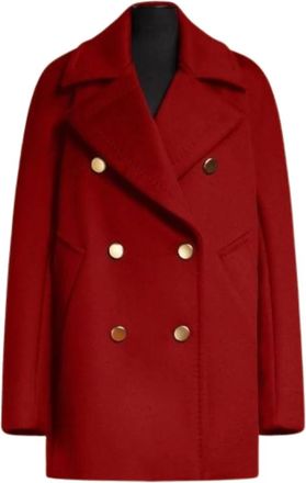 Max Mara Femme, Manteaux, Rouge, Taille: 36 FR Caban Coat