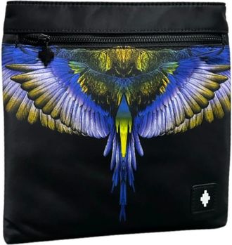 Marcelo Burlon Homme, Sacs, Noir, Taille: ONE Size Wing Print Shoulder Bag