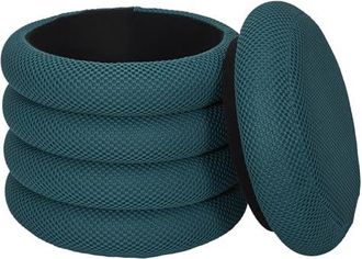 The Home Deco Factory HD0424, Aufbewahrungshocker im modernen und eleganten Design, Praktisch und leicht, großzügige Stauraumkapazität, Größe 37 x 42 x 37 cm, Blaue Farbe