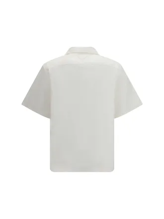 Prada Mens Printed Bowling Shirt With Cabin Print Rosso Cotton