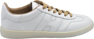 Hogan Low-Top Sneaker - White Leather Sneakers With Contrasting Tan Laces - Gr. 40 (EU) - in Weiß - für Damen