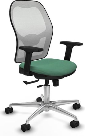Piqueras y Crespo Gr&uuml;ner Drehstuhl mit 2D-Armen, h&ouml;henverstellbare Lendenwirbelst&uuml;tze, ausgestattet mit Syncro/Traslack und injiziertem Schaum. Mit Rollen von 65 mm Nyl
