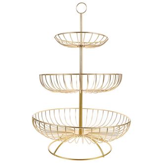 Pretyzoom Robuster Metall Obstkorb in Gold Gro&szlig;er Stabiler K&uuml;chen Aufbewahrungskorb F&uuml;r Obst Gem&uuml;se Brot Mehrlagige K&uuml;chenarbeitsplatte Organizer