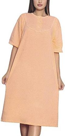 Generic Chemise de nuit &agrave; manches courtes pour femme - Boutonni&egrave;re - Tailles M &agrave; 2XL - Couleur unie - Coton confortable - Id&eacute;al pour les personnes &acirc;g&eacute;es et le