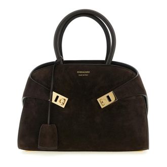 Ferragamo Hug Suede Handbag - - Bags - Damen - Braun - ONE SIZE