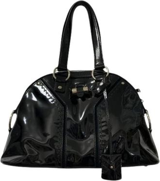 Saint Laurent Sac &agrave; main Pre-owned Muse Y-line en cuir verni - Femme - Pre-owned - Noir - Taille: ONE Size