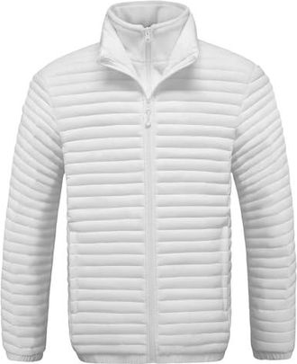 Generic Doudoune homme chaude dhiver, manteau matelass&eacute; isol&eacute;, veste d&eacute;contract&eacute;e &agrave; fermeture &eacute;clair int&eacute;grale, blanche, taille XX Large