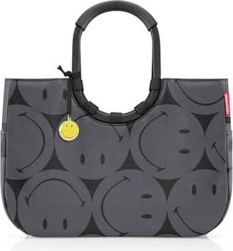 Reisenthel loopshopper L - Sac solide avec compartiments pratiques en bouteilles PET recyclées - Design charmant et imperméable - Doré, Smiley Grey, L