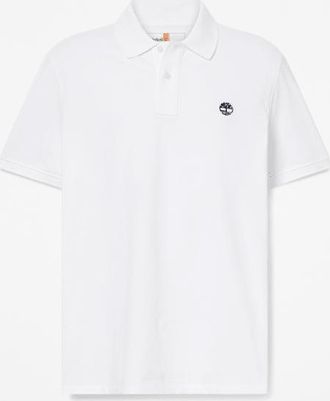Timberland Kurz&auml;rmeliges Millers River Piqu&eacute;-Polohemd f&uuml;r Herren in Wei&szlig;, Herren, Wei&szlig;, Gr&ouml;&szlig;e