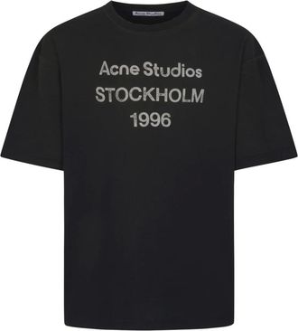 Acne Studios Homme, Tops, Noir, Taille: M/L T-Shirt Logo Coupe D&eacute;contract&eacute;e