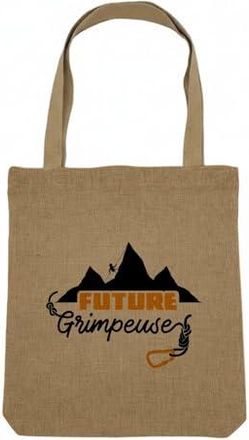 Fabulous Sac Shopping Tote Bag Aspect Lin - Future Grimpeuse Sport Outdoor Aventure Escalade - Sac de Courses Toile Epaisse 360g Beige Naturel Cabas Port&eacute; Epau