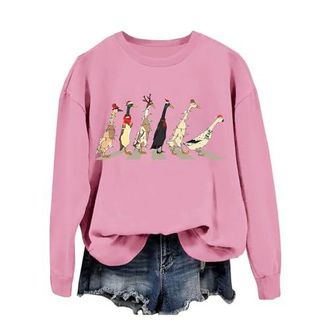 Generic Sweat-shirt de No&euml;l pour femme Motif animal de No&euml;l Amoureux de la ferme, rose, XXL