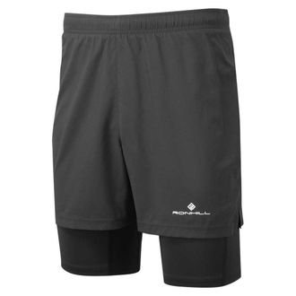 Ronhill Herren Core Twin Shorts, Schwarz mit Reflektor, XL