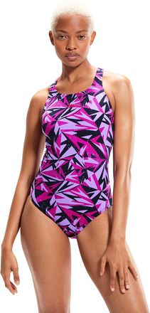 Speedo Damen HyperBoom Allover Medalist Badeanzug, Marineblau / Berry / Miami Lilac, 28