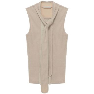 Christophe Lemaire Femme, Tops, Beige, Taille: 40 FR Haut Beige sans Manches &agrave; Boutonnage Double et Col &agrave;
