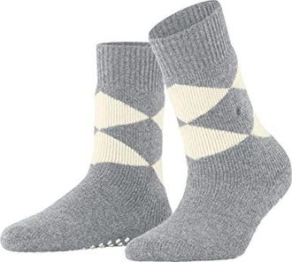 Burlington Cosy Argyle W Hp laine viscose picots sur la semelle 1 paire, Chaussettes Chaussons, Gris Grey Melange 3107, 36-41