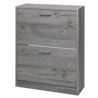 Galileo Casa Este Schuhschrank f&uuml;r den Innenbereich aus MDF mit 2 T&uuml;ren und Doppelfach 63 x 24 x 80 cm Martina - Grau
