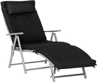 OUTSUNNY Sonnenliege klappbar Strandliege mit Kopfkissen Sitzkissen Liegestuhl mit 7-Fach verstellbare R&uuml;ckenlehne Gartenliege Relaxliege bis 165