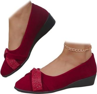 Generic Chaussures compensées légères et tendance avec strass - Confortables - Orthopédiques - Coupe large - Ballerines habillées scintillantes - Pour mariage