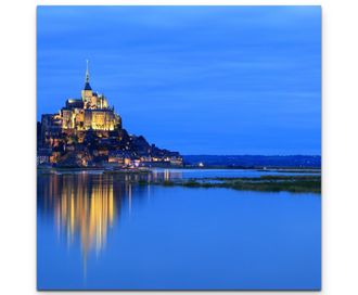 Paul Sinus Art Leinwandbilder | Bilder Leinwand 60x60cm Mont Saint-Michel am Abend