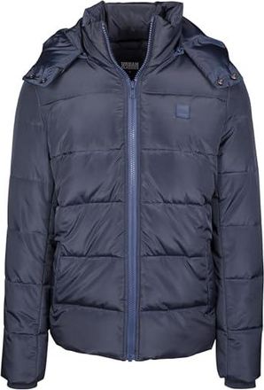 Urban Classics Homme Puffer Jacket With Quilted Interior Doudoune Capuche Amovible Rembourr e pour Homme Veste d Hiver Manteau Matelass Chaud Hooded, Bleu (Bleu Mari